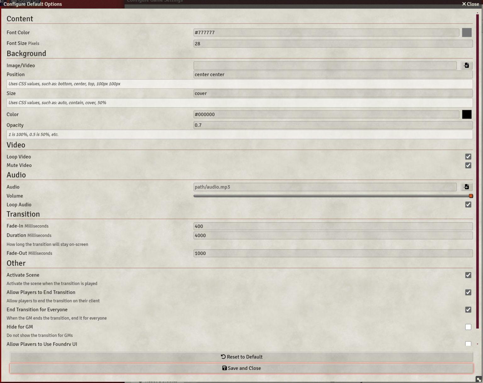 Scene Transition Module - GM Wintermute