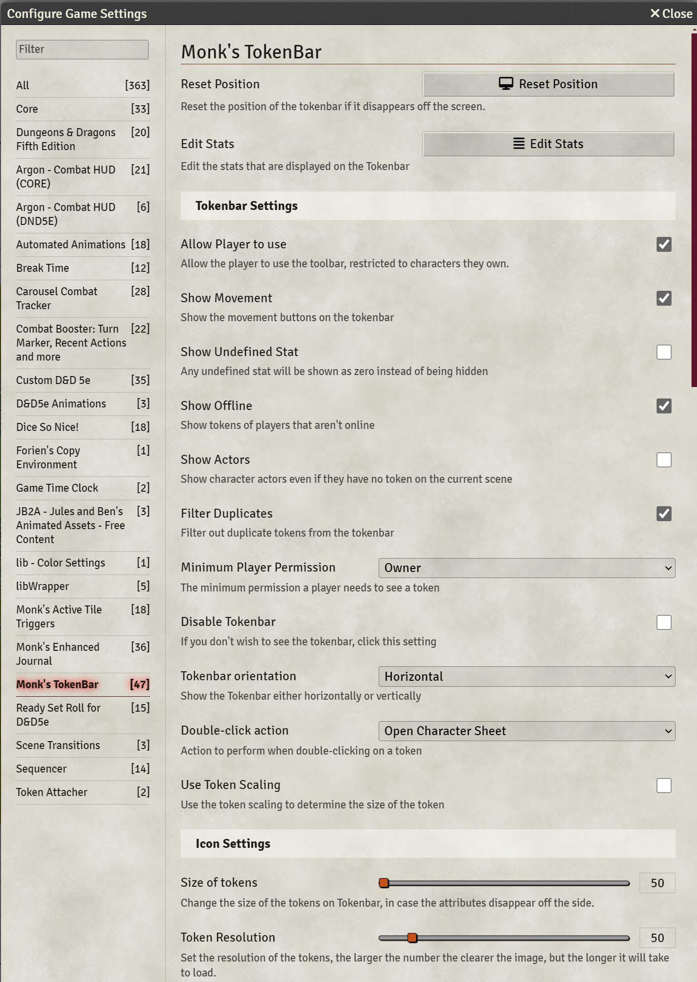 Monks Token Bar - GM Wintermute
